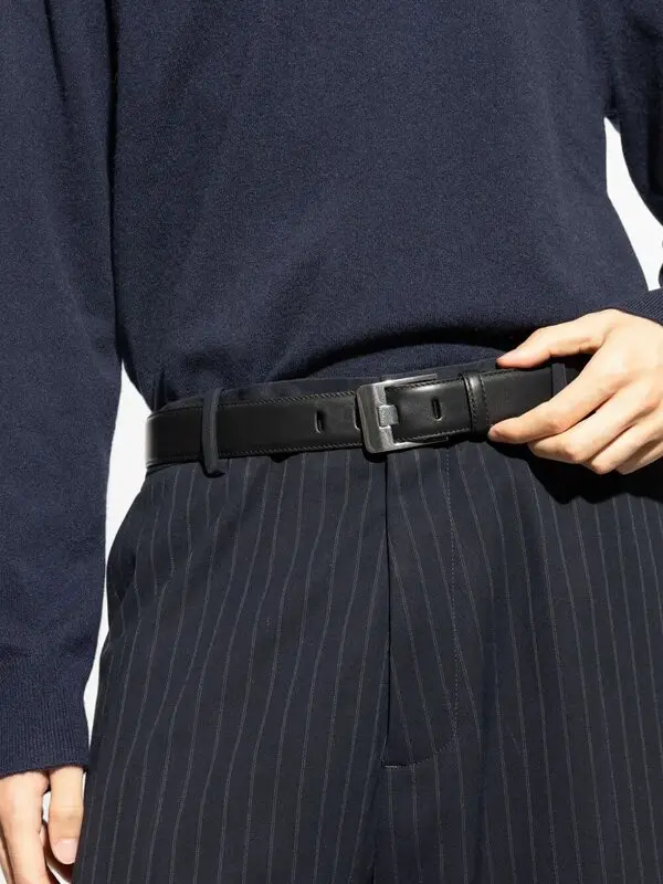 TOD'S Soft Leather Belt With Silver Metal Buckle