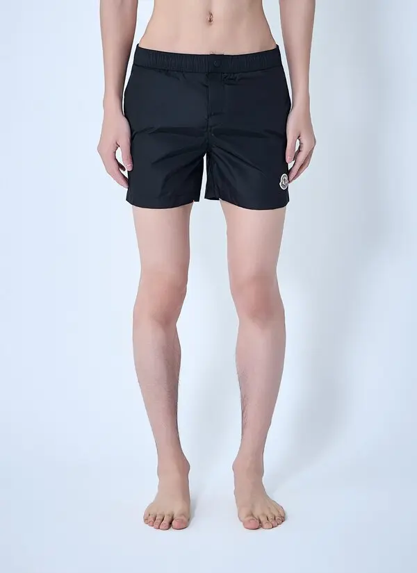 Moncler Elastic Waist Swim Shorts - Black