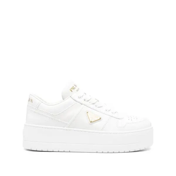 Prada Downtown Bold Leather Sneakers - White