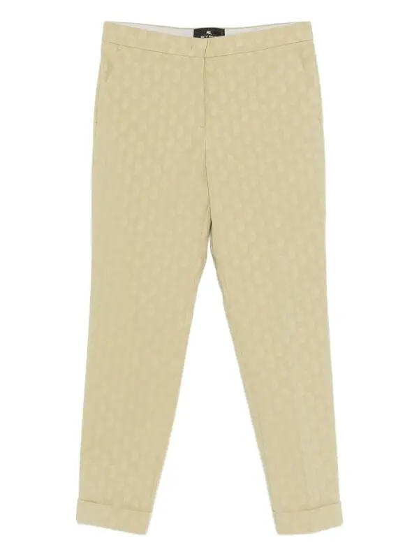 Etro Cropped Cotton Jacquard Trousers - Multicolor