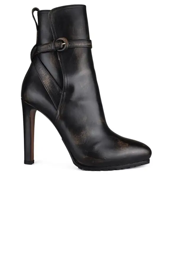 Ralph Lauren Recelle Distressed Leather Ankle Boots - Brown