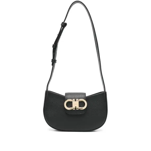 FERRAGAMO Leather Shoulder Bag - Black