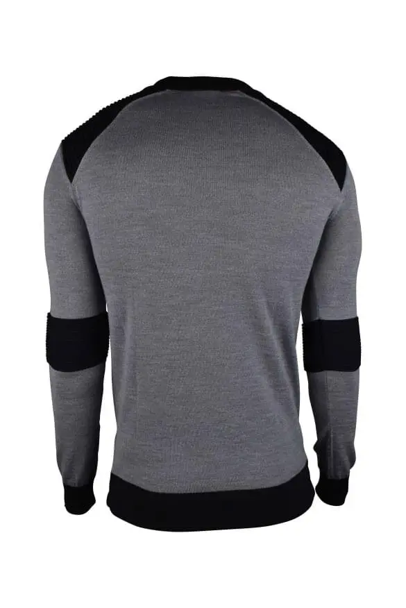 Balmain Logo Accent Wool Sweater - Gray