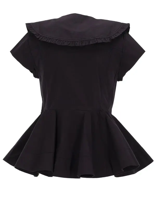 GANNI Ruffle Shirt - Black