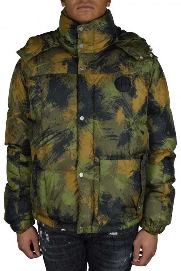Off-White Camouflage Down Puffer Jacket - Green