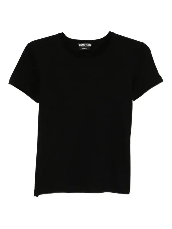 TOM FORD Cotton T-shirt With Tf Logo Embroidery - Black