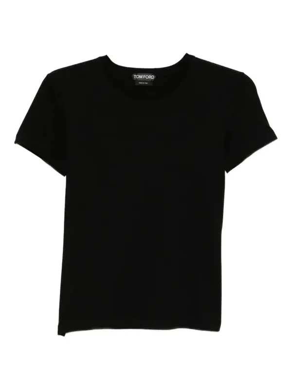 TOM FORD Cotton T-shirt With Tf Logo Embroidery - Black