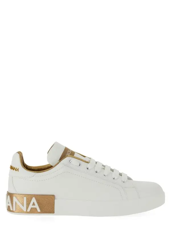 Dolce & Gabbana Portofino Leather Sneakers - White