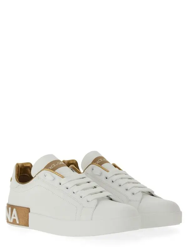 Dolce & Gabbana Portofino Leather Sneakers - White