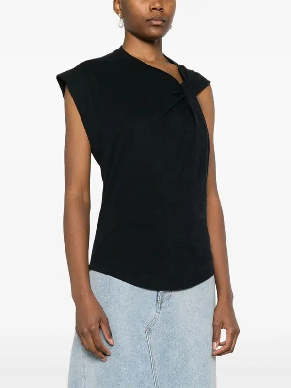 Isabel Marant Étoile Nayda Knot-detail Asymmetric T-shirt - Black