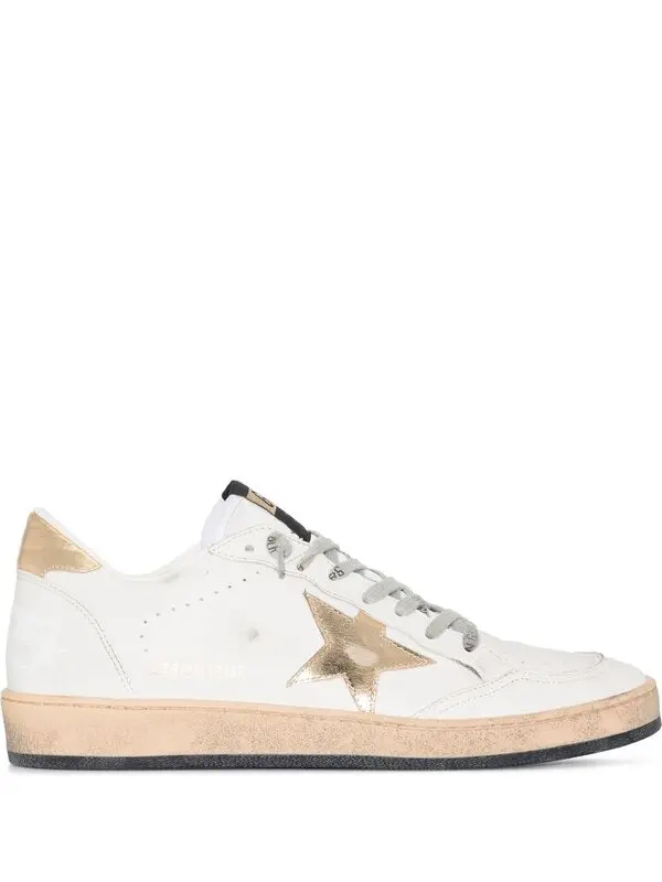 GOLDEN GOOSE Ball Star Sneakers With Gold Star And Heel Tab - White