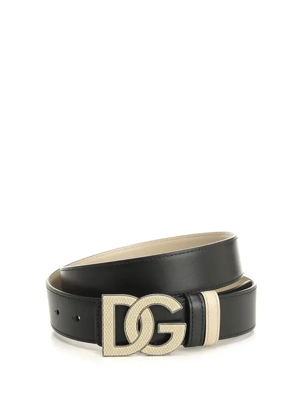 Dolce & Gabbana Leather Dg Logo Belt - Black