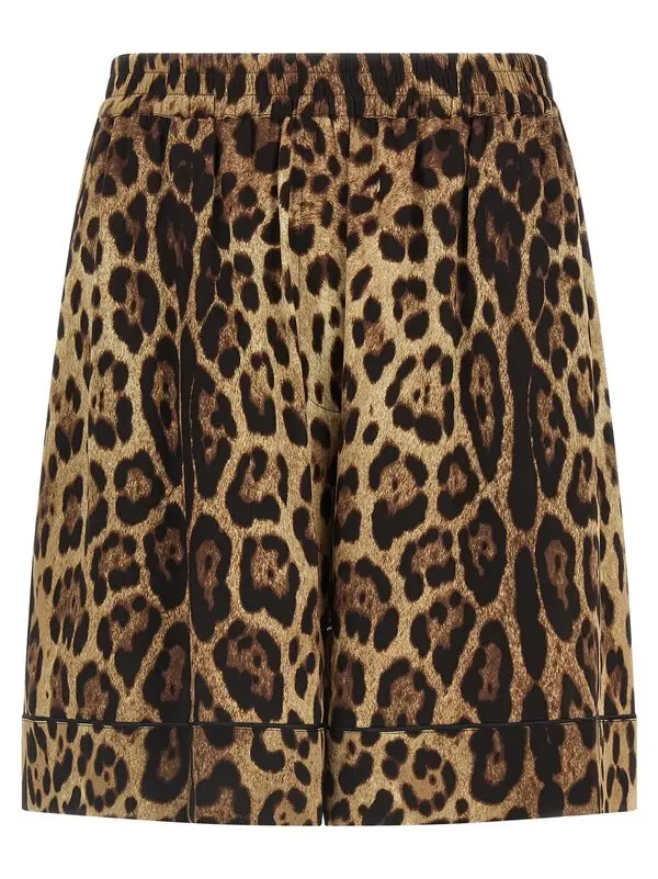 Dolce & Gabbana Leopard Silk Shorts - Brown