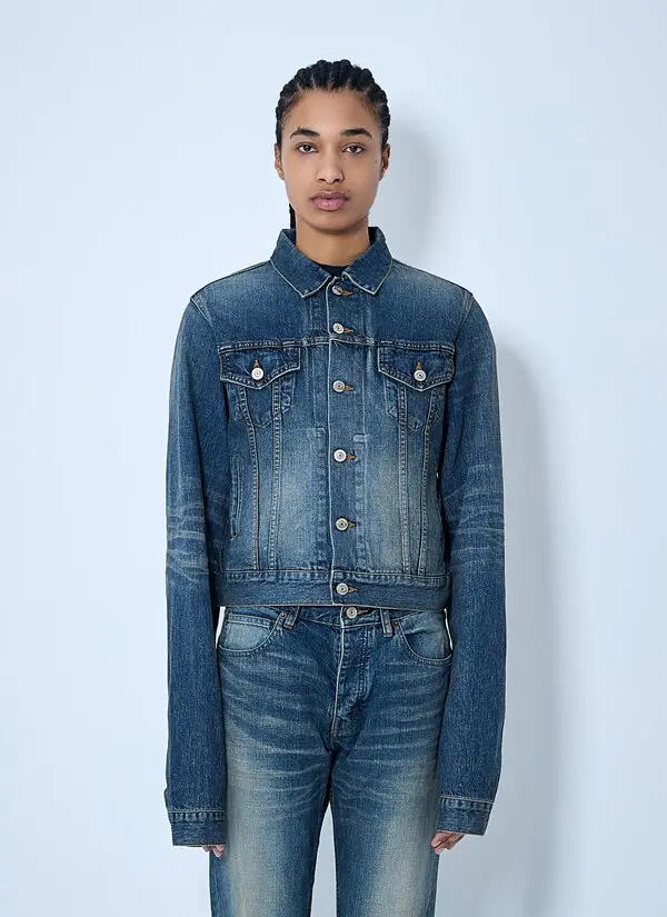 Balenciaga Paneled Denim Jacket - Blue