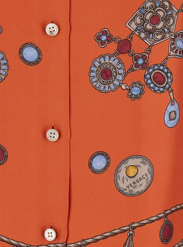 Versace Shirt With Classic Collar And All-over Print In Silk For - Multicolor