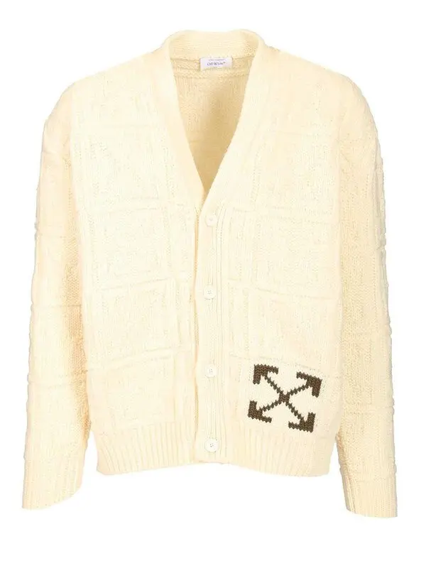 Off-White Arrow 3d Wool Cardigan - Cream