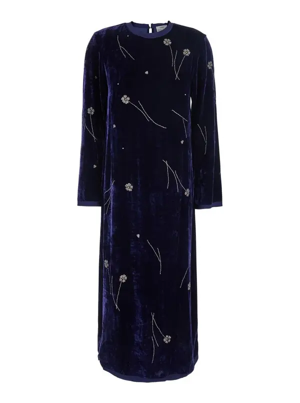 FORTE_FORTE Fleurs D'orient Velvet Floral Embroidered Long Dress - Multicolor