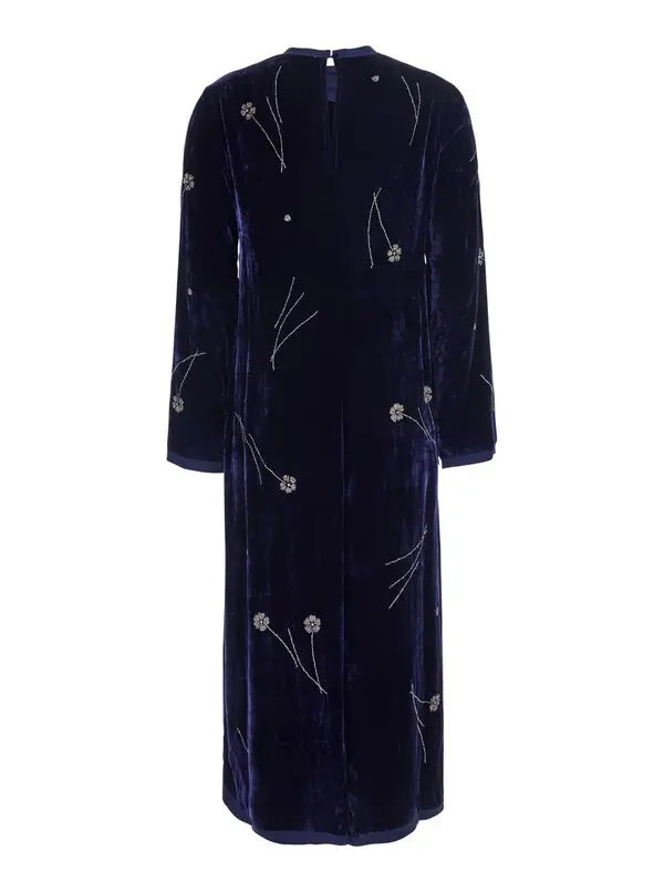 FORTE_FORTE Fleurs D'orient Velvet Floral Embroidered Long Dress - Multicolor