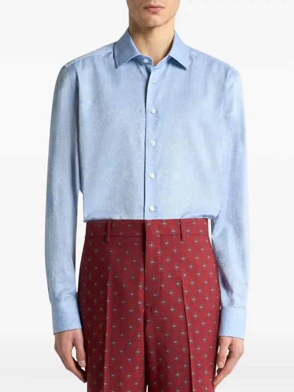 Etro Cotton Jacquard Shirt With Gecko Motif