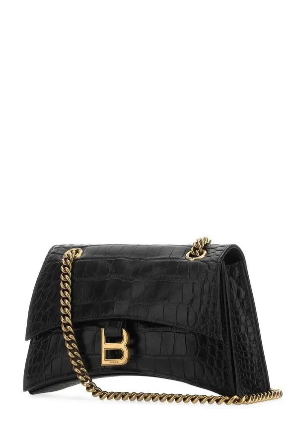 Balenciaga Leather Crush S Shoulder Bag - Black