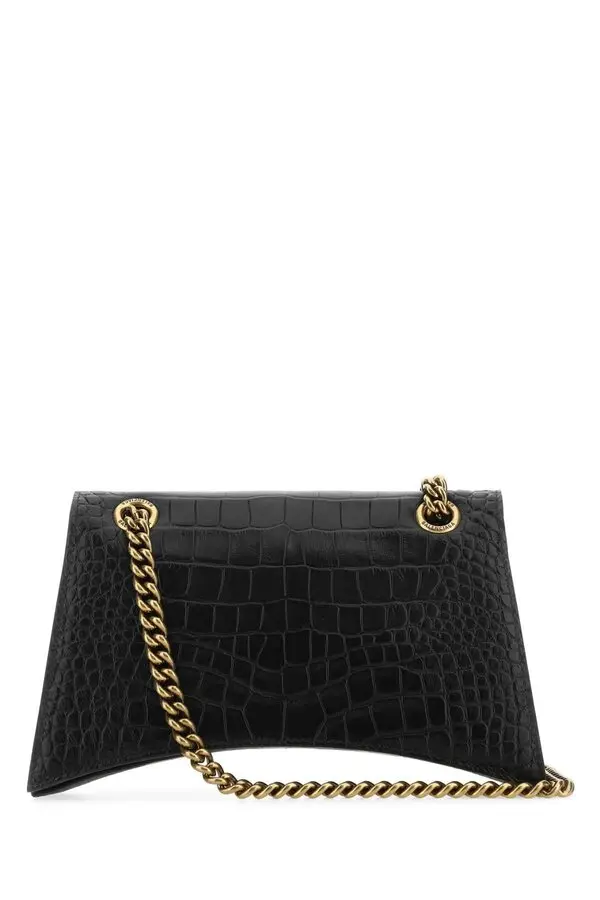 Balenciaga Leather Crush S Shoulder Bag - Black