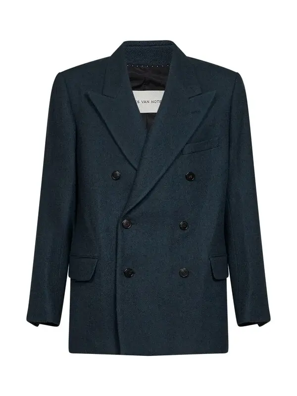 Dries Van Noten Bottle Green Wool Cloth Bosier Double-breasted Jacket - Multicolor