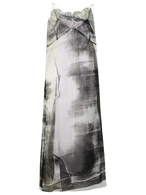 MAISON MARGIELA Freeze-frame Silk Blend Dress - Gray