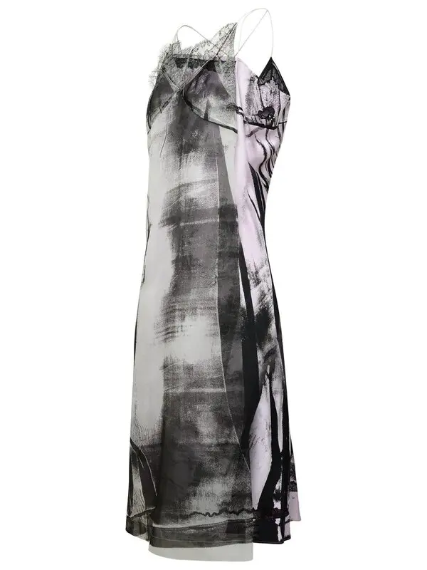 MAISON MARGIELA Freeze-frame Silk Blend Dress - Gray