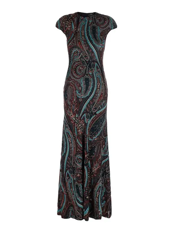 Etro Long Dress With All-over Print In Fabric For - Multicolor
