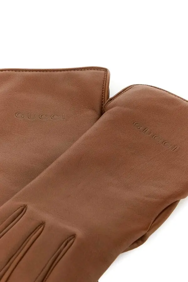 Gucci Caramel Leather Gloves