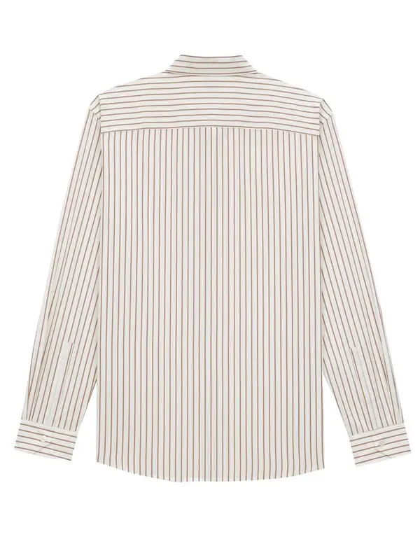 Saint Laurent Cassandre Shirt In Striped Cotton Poplin