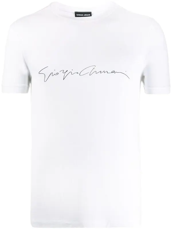 Giorgio Armani Asv Stretch-viscose T-shirt With Signature Logo - White