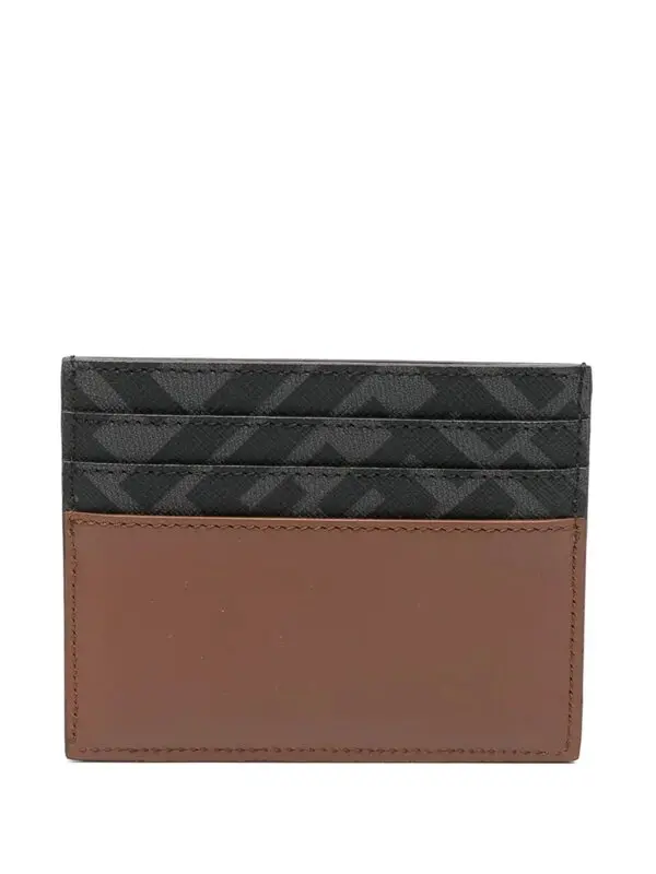 Fendi Leather And Ff Canvas Squared Card Holder
