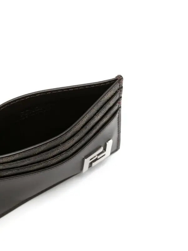 Fendi Leather And Ff Canvas Squared Card Holder - Brown