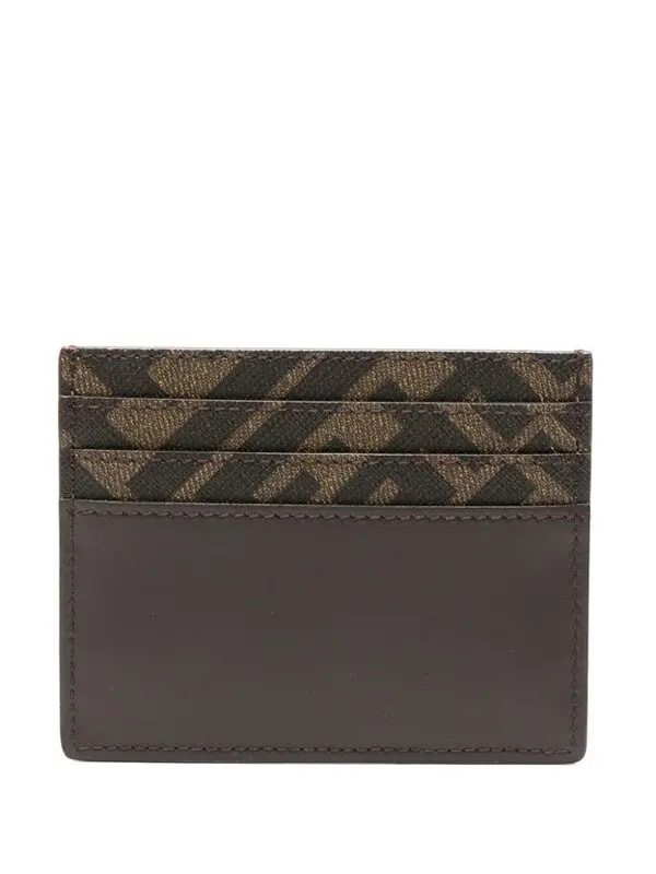 Fendi Leather And Ff Canvas Squared Card Holder