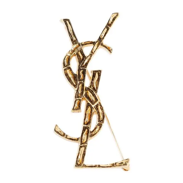 Saint Laurent Opyum Textured Coco Brooch - Silver
