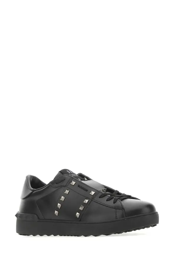 Valentino Garavani Leather Rockstud Untitled Sneakers - Black