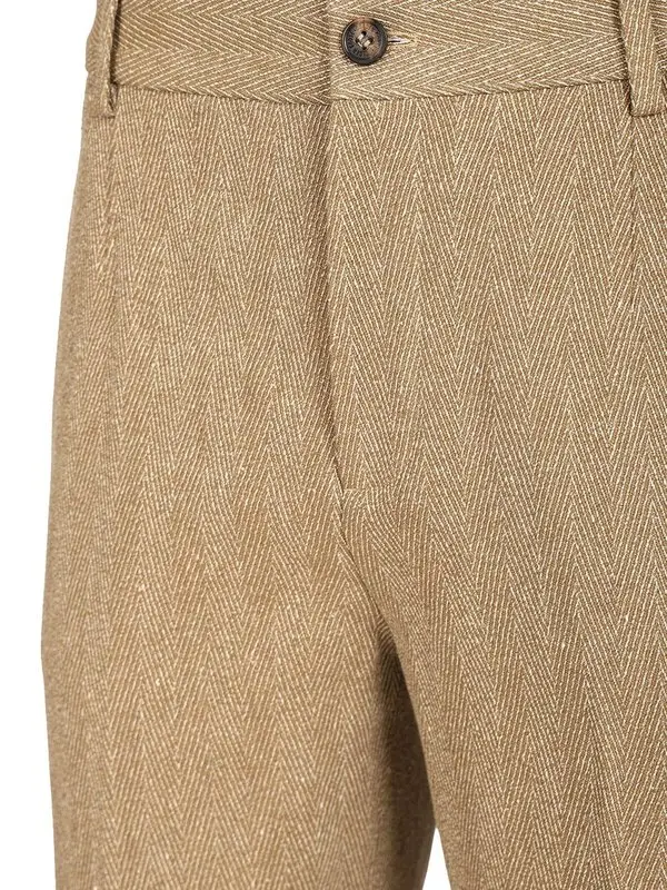 GOLDEN GOOSE Tailored Chevron Linen Blend Trousers