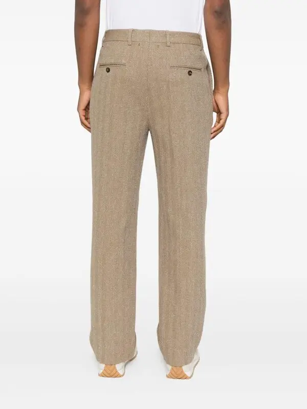 GOLDEN GOOSE Tailored Chevron Linen Blend Trousers
