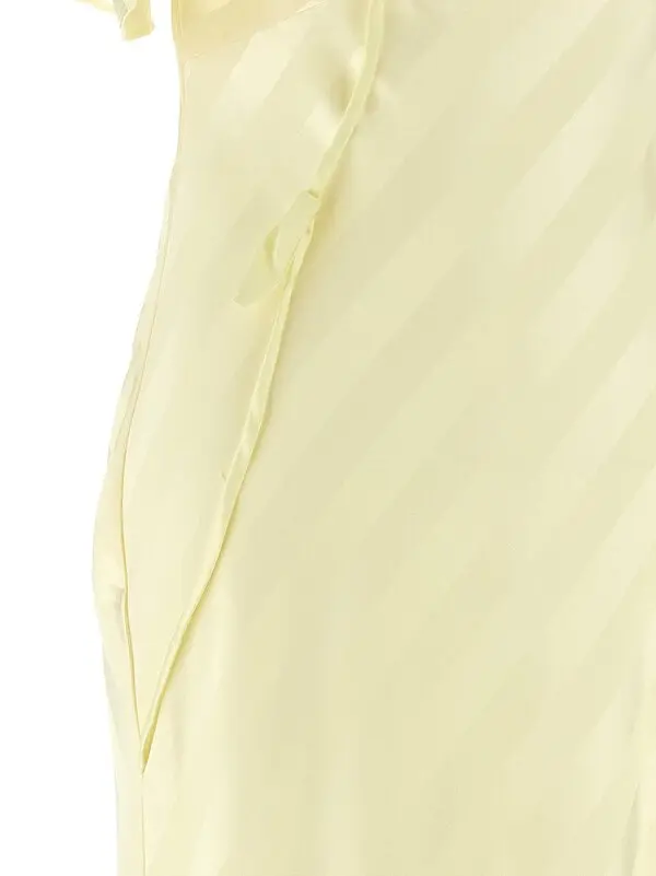 SELF-PORTRAIT Satin Striped Long Dress - Yellow