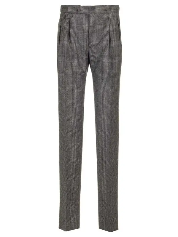Tagliatore Prince Of Wales Wool Trousers - Gray