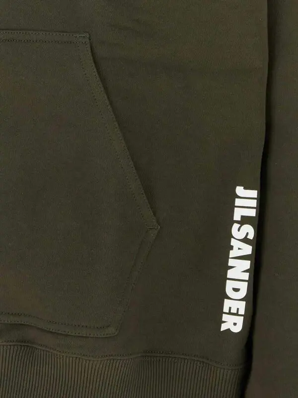 JIL SANDER Cotton Hooded Sweatshirt - Green