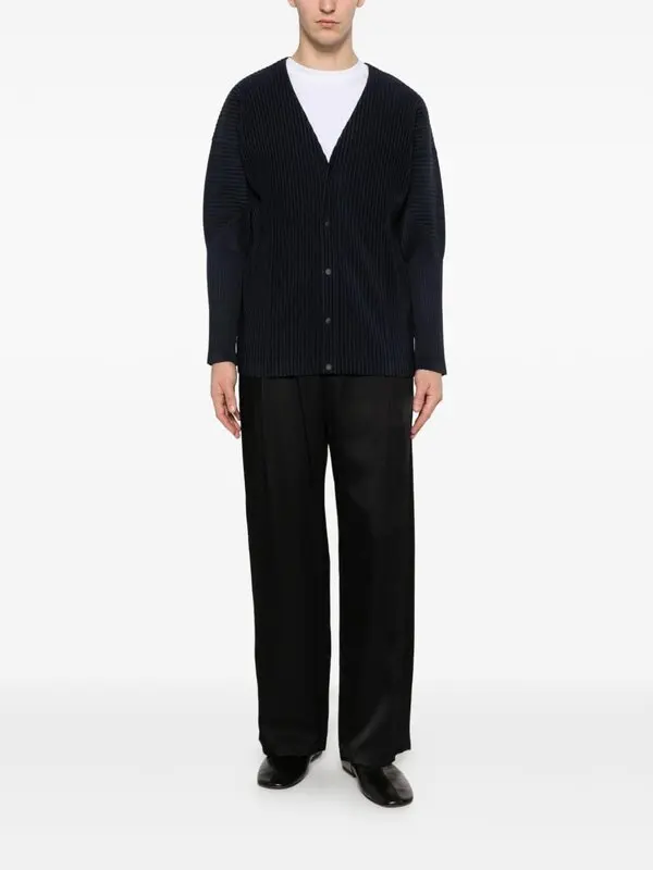 Issey Miyake Pleated V-neck Cardigan - Multicolor