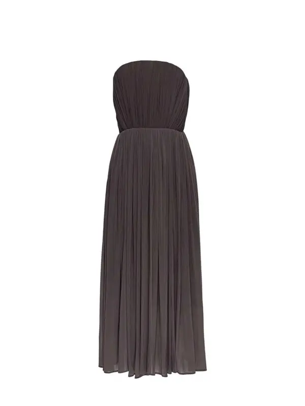 Magda Butrym Strapless Pleated Corset Dress - Brown