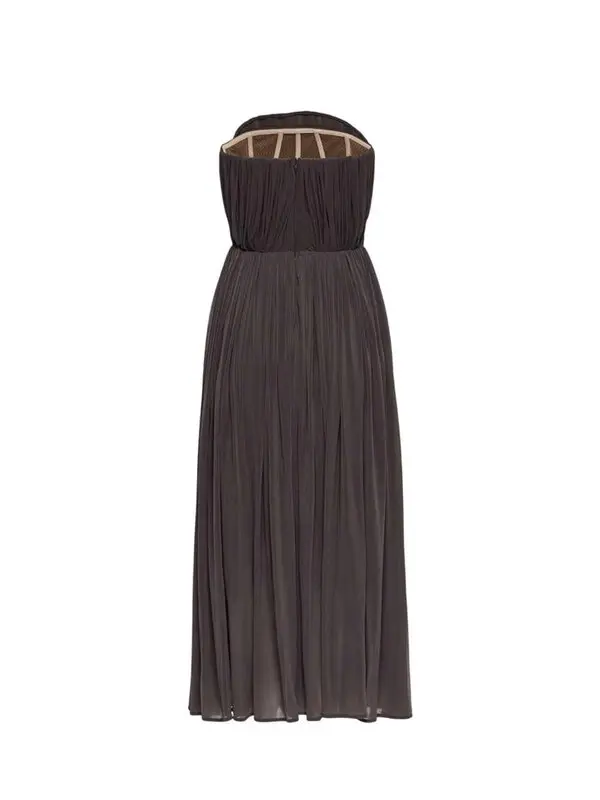 Magda Butrym Strapless Pleated Corset Dress - Brown