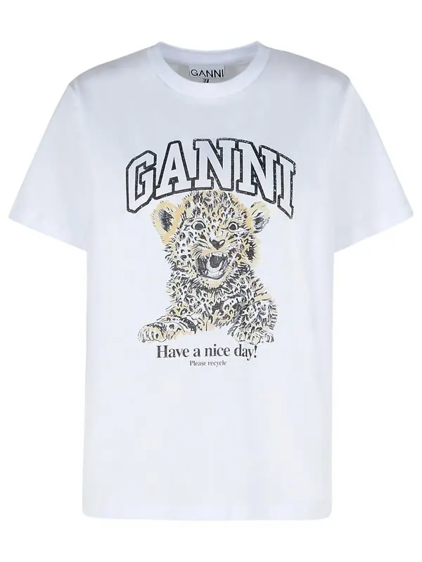 GANNI Leopard' Cotton T-shirt
