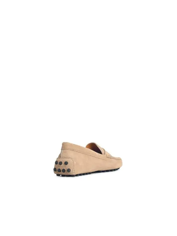 TOD'S Gommino' Beige Suede Loafers With Light Tobacco - Cream