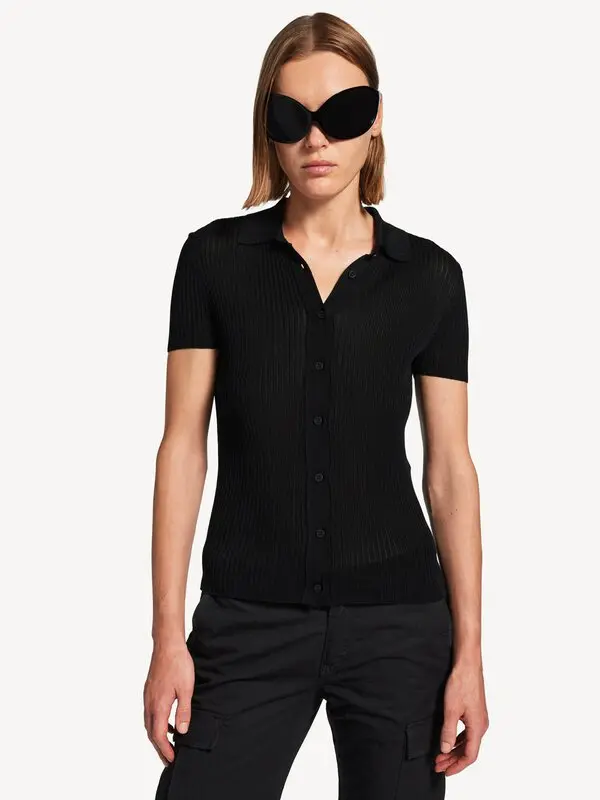 Balenciaga Ribbed Viscose And Cotton Knit Top