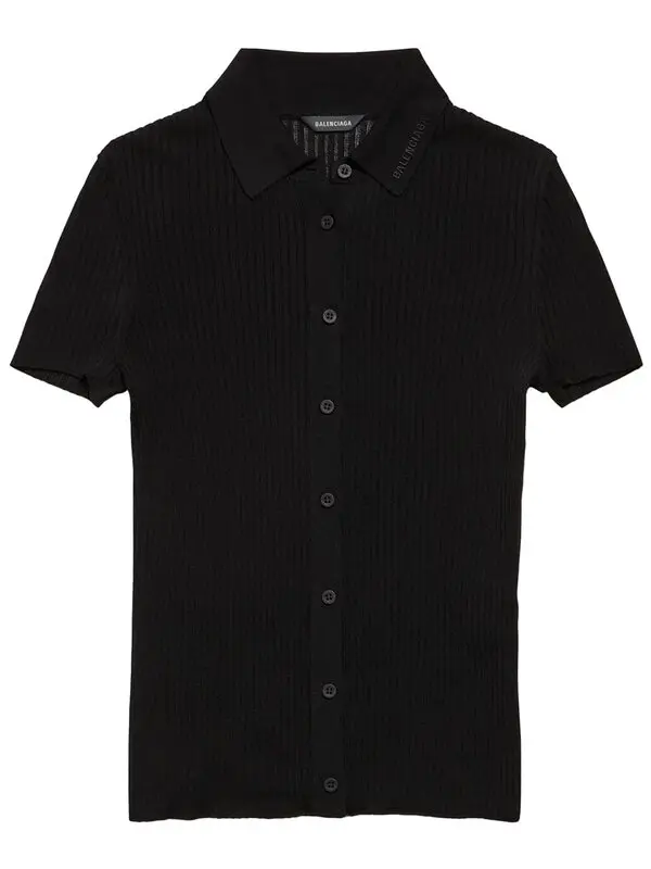 Balenciaga Ribbed Viscose And Cotton Knit Top - Black