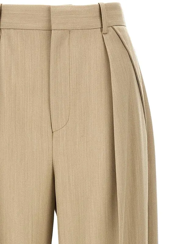 Victoria Beckham Wool Maxi Turn-up Pants - Cream